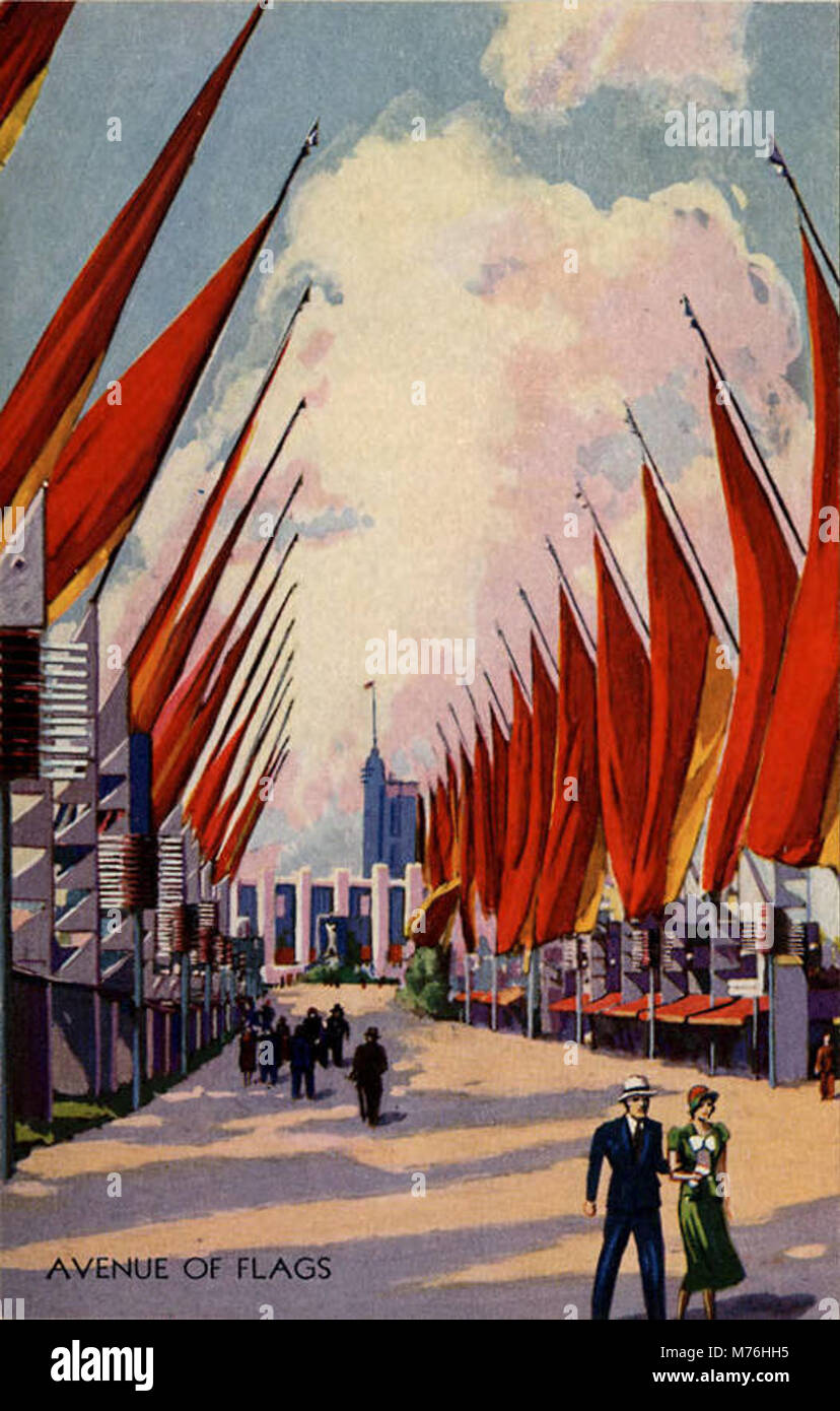 A photograph of the Avenue of Flags, showcasing the flags displayed ...