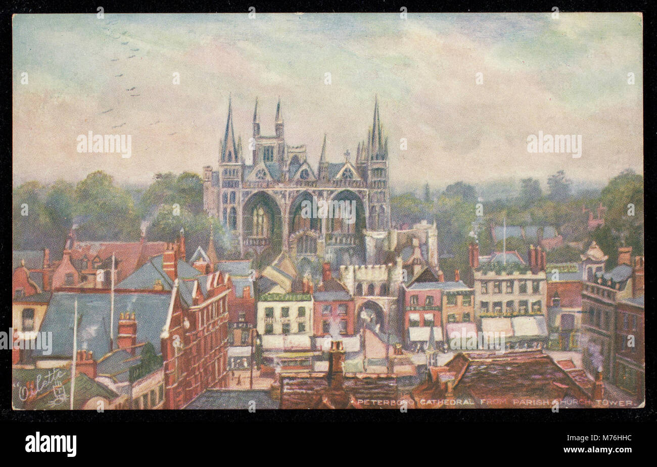 A photograph of Peterboro Cathedral taken from the Parish Church Tower ...