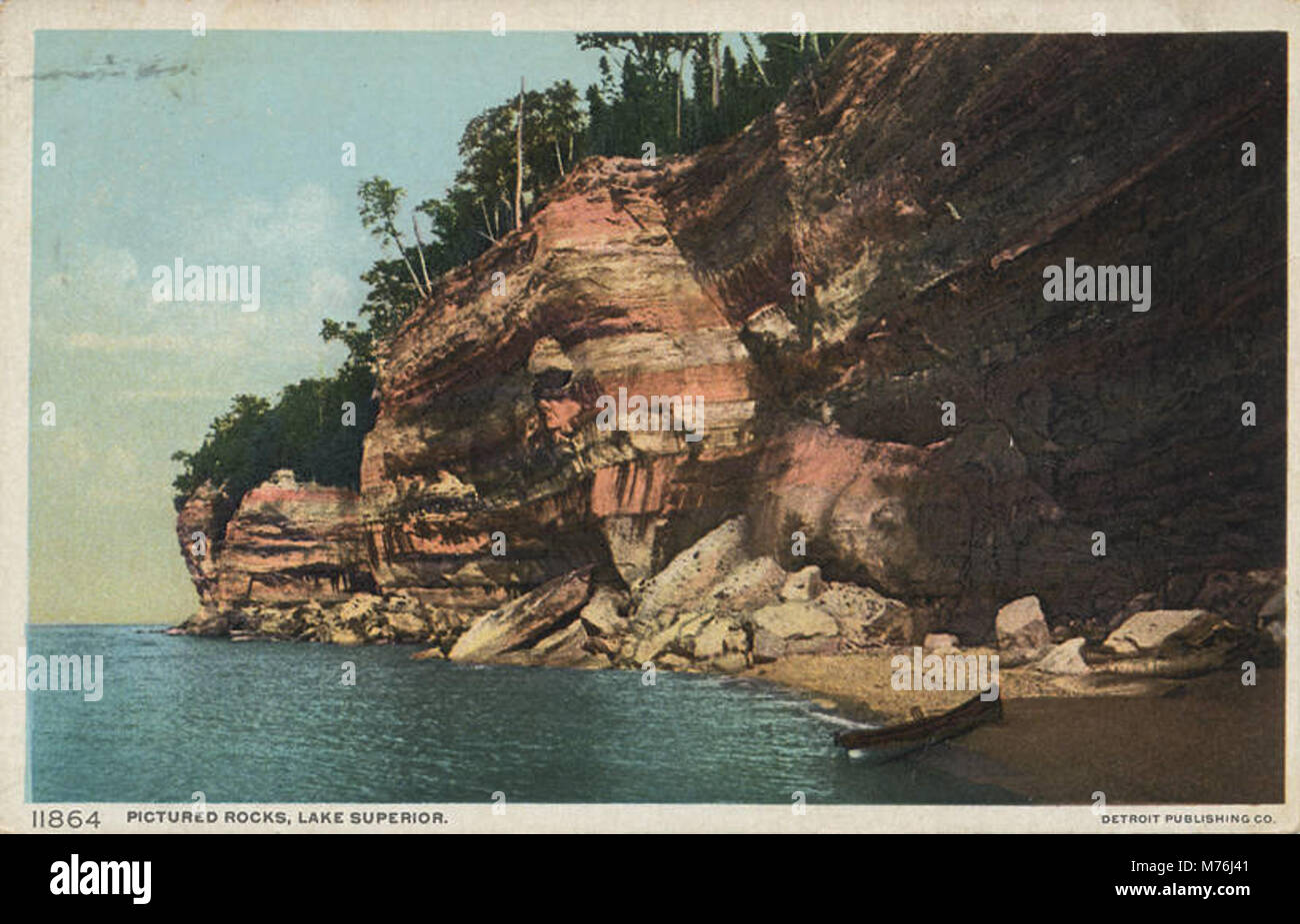 A scenic view of the Pictured Rocks on Lake Superior, showcasing the ...