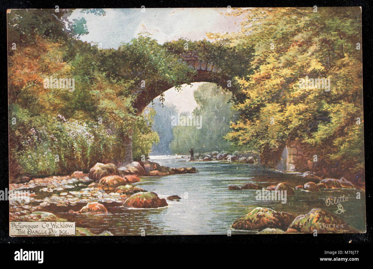 The Dargle Bridge, located in County Wicklow, Ireland, is depicted in a ...