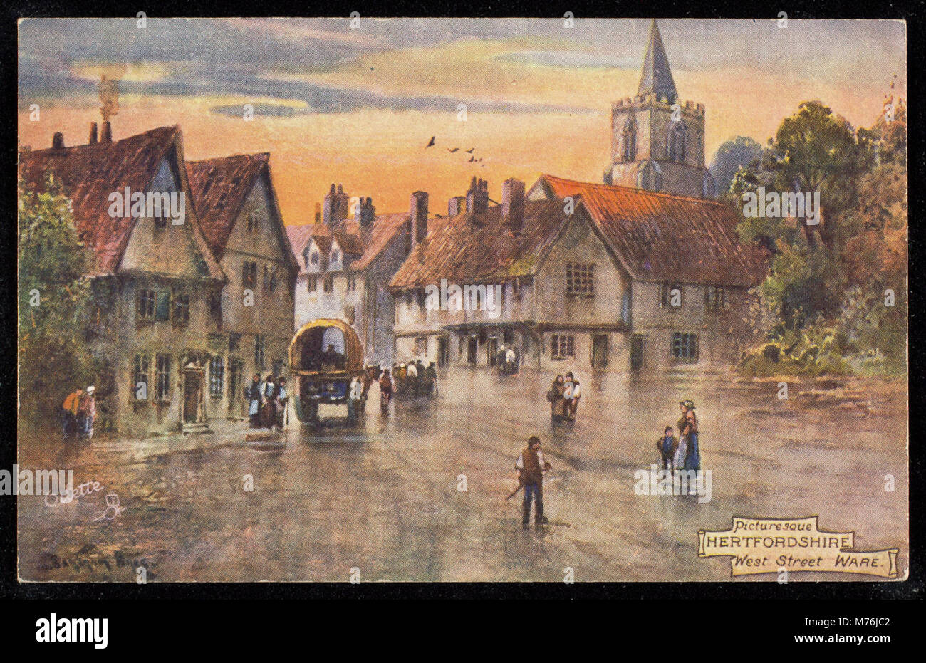 A picturesque view of West Street in Ware, Hertfordshire, showing the ...