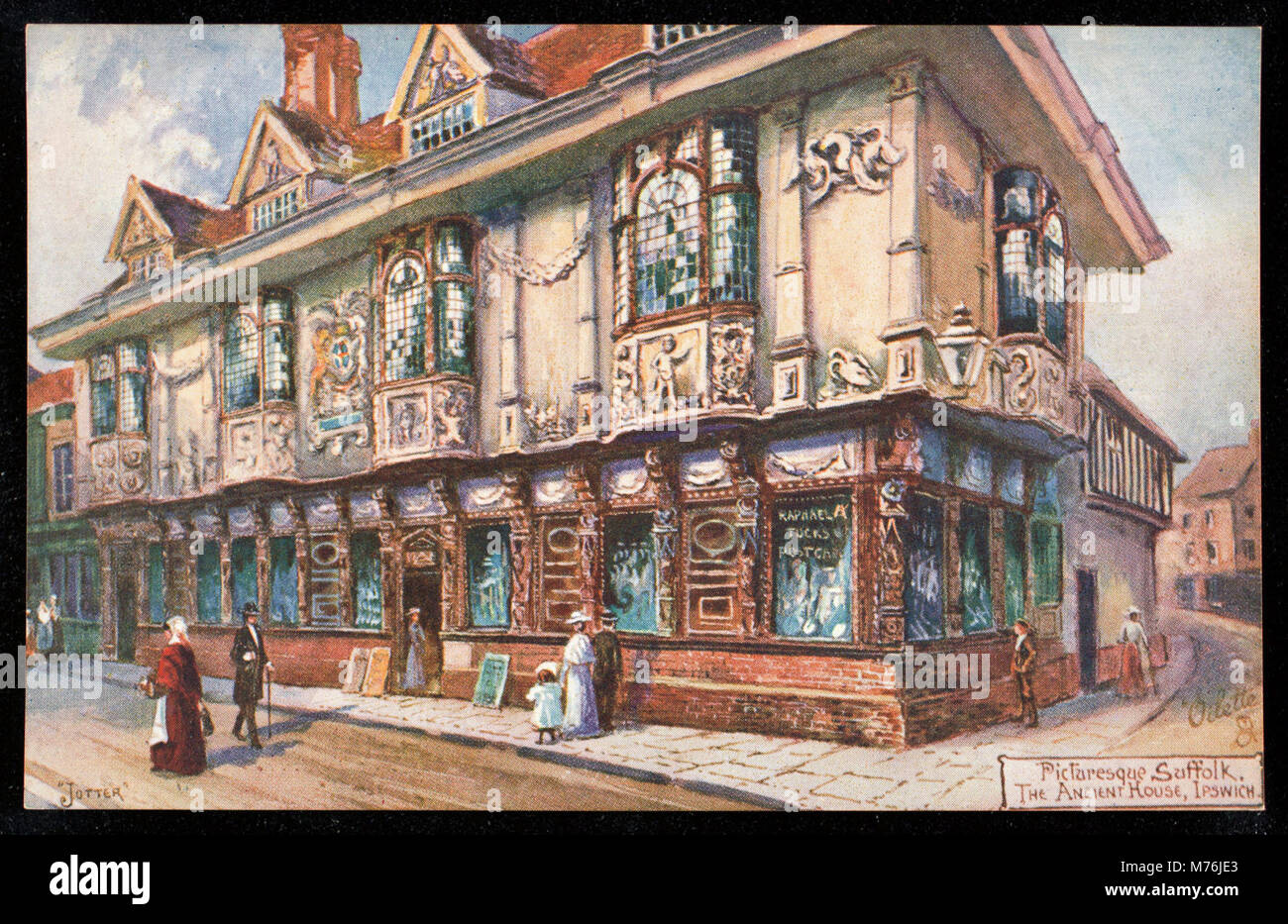 The Ancient House in Ipswich, Suffolk, is depicted in this photograph ...