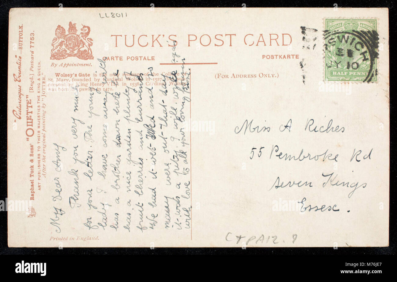 A picturesque scene of Wolsey's Gate in Ipswich, Suffolk, showing the ...