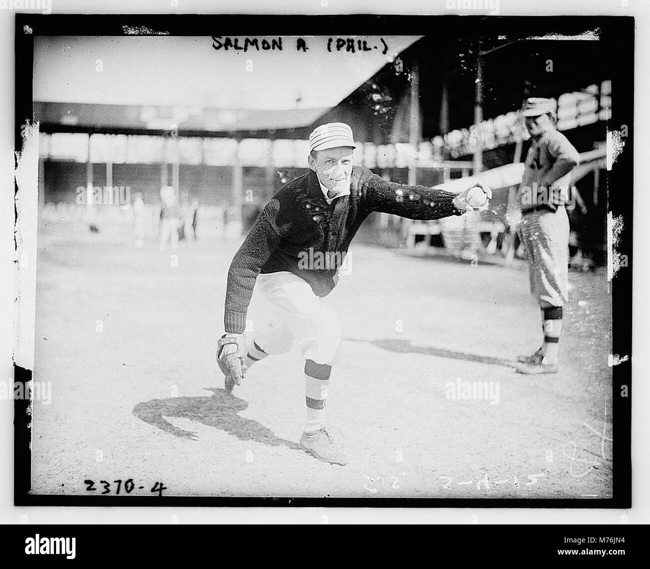 A portrait of pitcher Roger E. Salmon of the Philadelphia Athletics ...