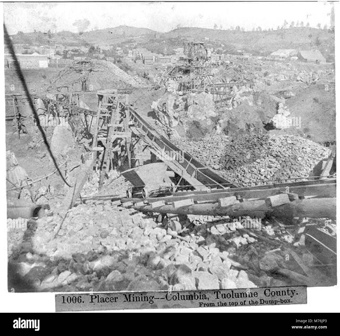 A historical photograph of placer mining in Columbia, Tuolumne County ...