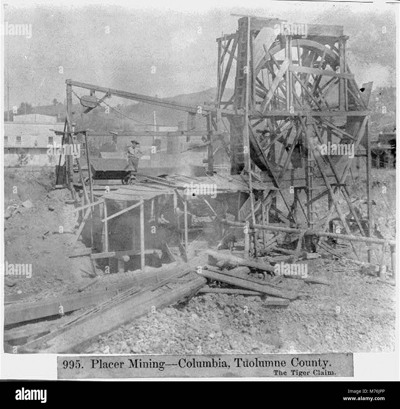 A photograph documenting placer mining in Columbia, Tuolumne County ...