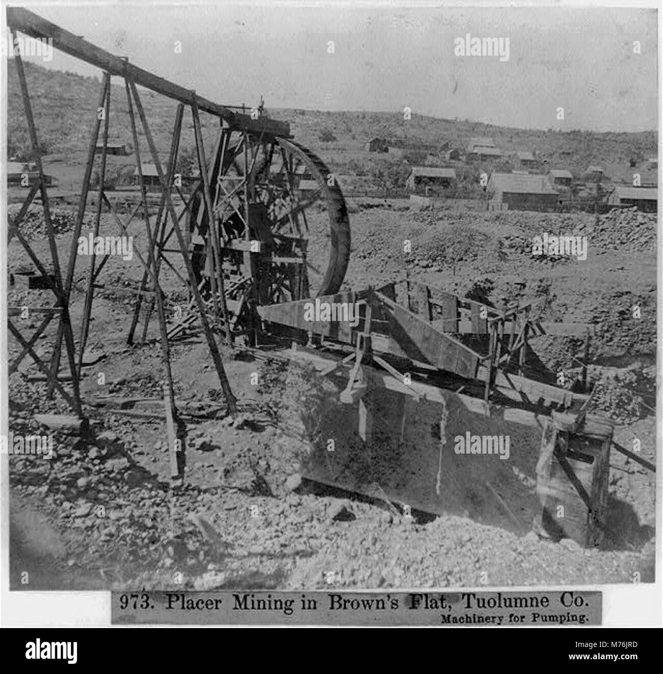 Placer mining in Brown's Flat, Tuolumne County, involved the use of ...
