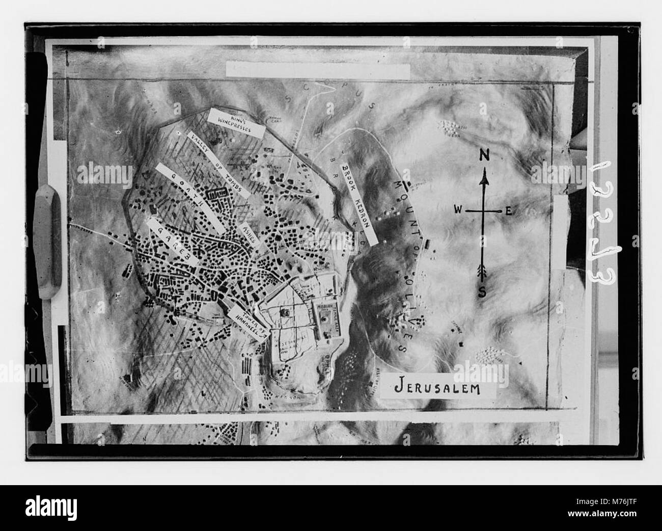 This historical map shows the layout of Jerusalem, detailing the city's ...