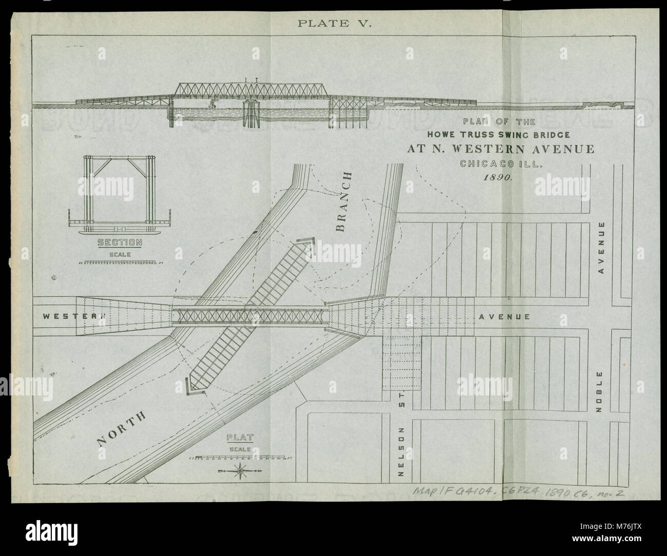 Architectural plan of the Howe Truss Swing Bridge at North Western ...