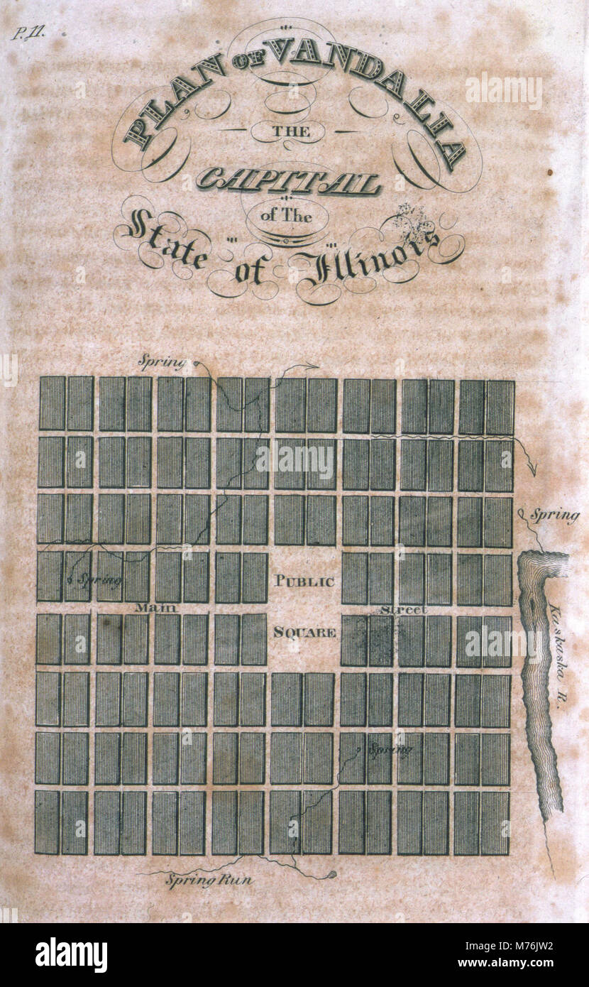 A historical plan of Vandalia, which served as the capital of Illinois ...
