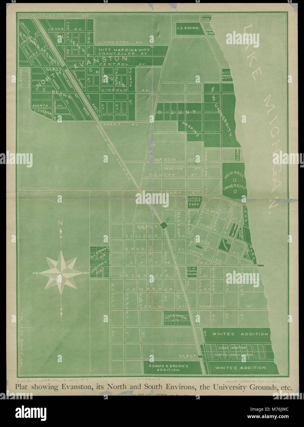 This plat map of Evanston, Illinois, illustrates the city's layout ...