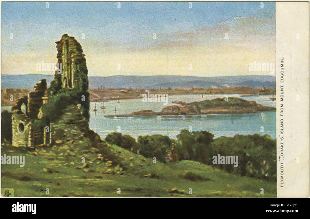 Photograph showing a view of Plymouth and Drake's Island from Mount ...