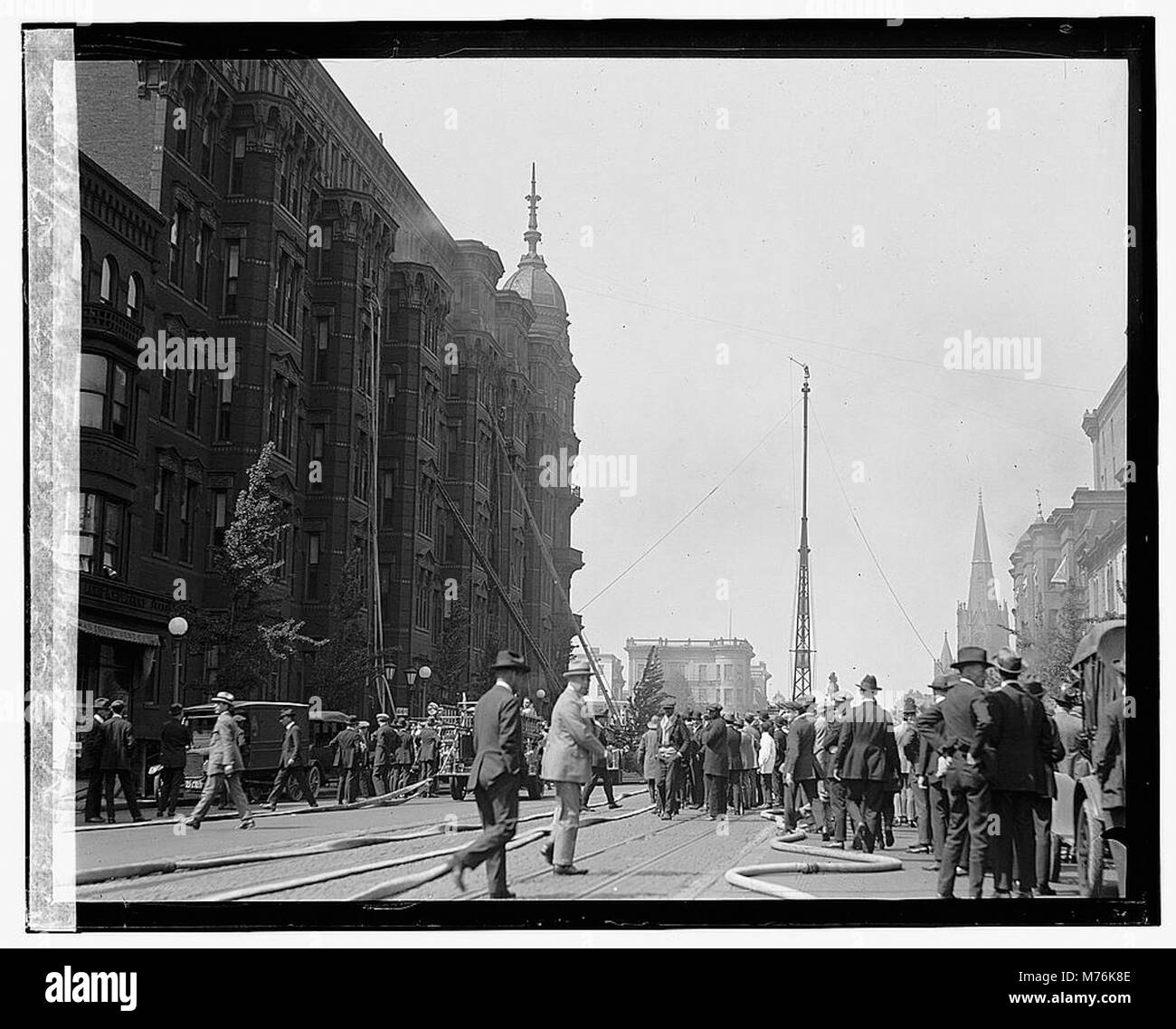 This image shows the aftermath of the Portland Hotel fire that occurred ...