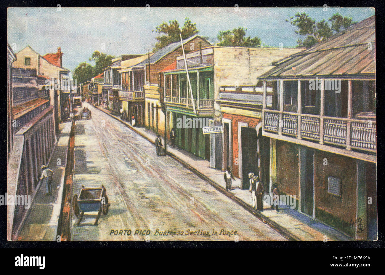 A view of the business section in Ponce, Puerto Rico, depicting the ...