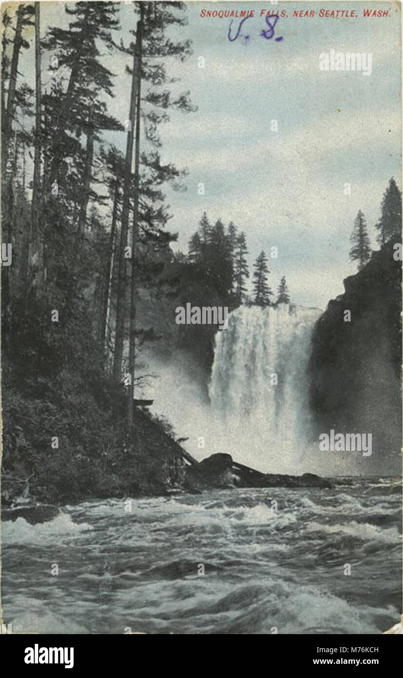 A postcard depicting the scenic Snoqualmie Falls, created by the Alfred ...