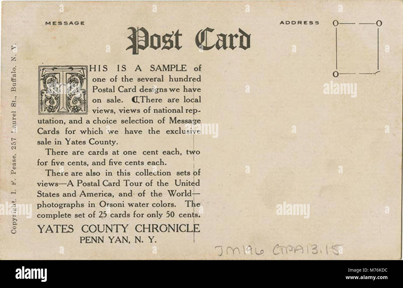 A sample postcard from the Yates County Chronicle, featuring the ...