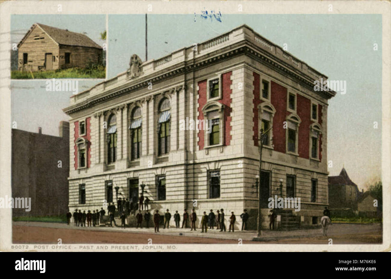 A comparison photograph showing a post office building, showcasing the ...