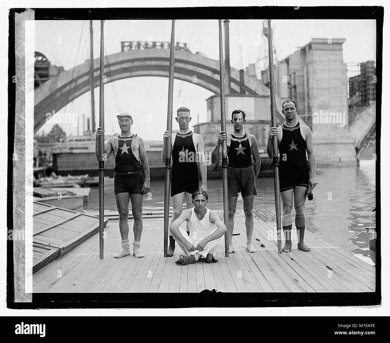 A photograph depicting members of the Potomac Boat Club, a rowing club ...