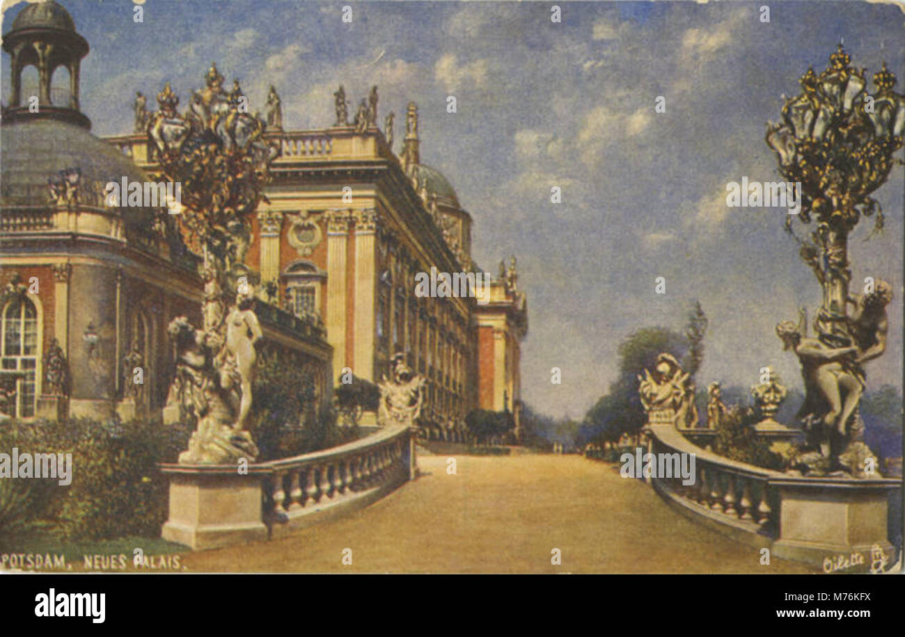 The image depicts the Neues Palais (New Palace) in Potsdam, Germany, an ...