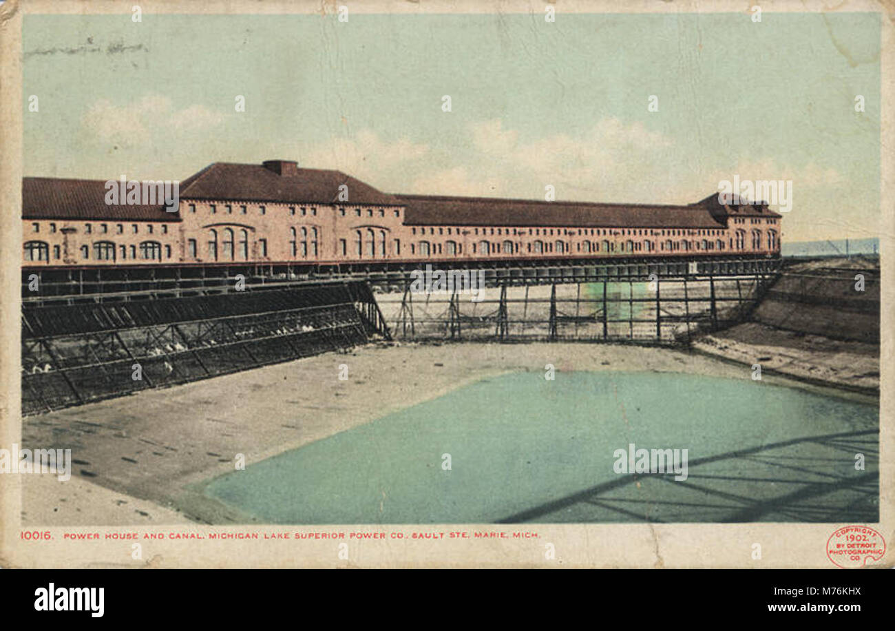 An image of a power house and canal operated by the Michigan Lake ...