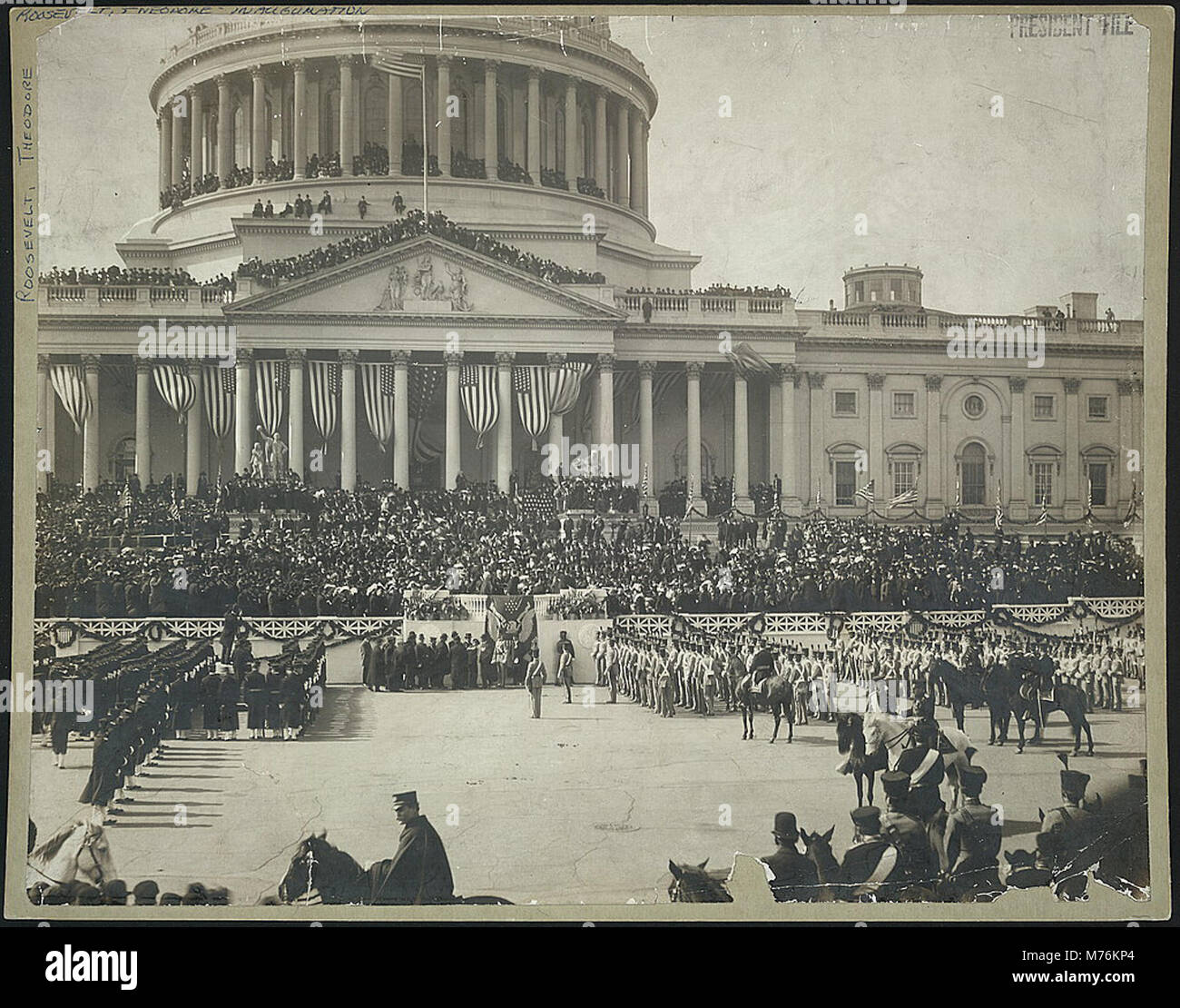 A historic image capturing President Theodore Roosevelt as he takes the ...