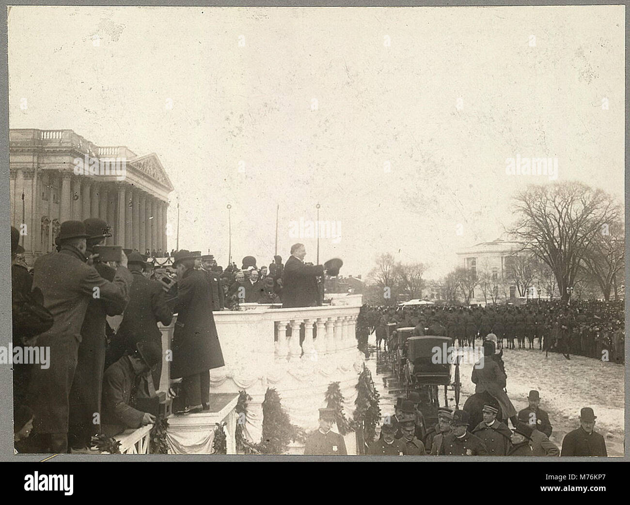 A photograph of President William Howard Taft bowing to a crowd ...