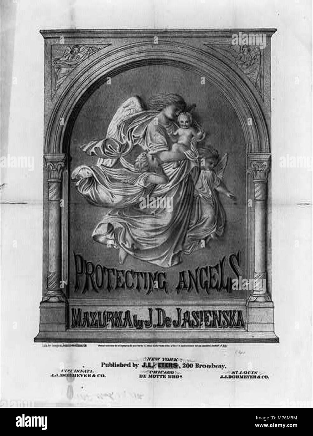 This image shows a piece of artwork titled 'Protecting Angels' by J ...