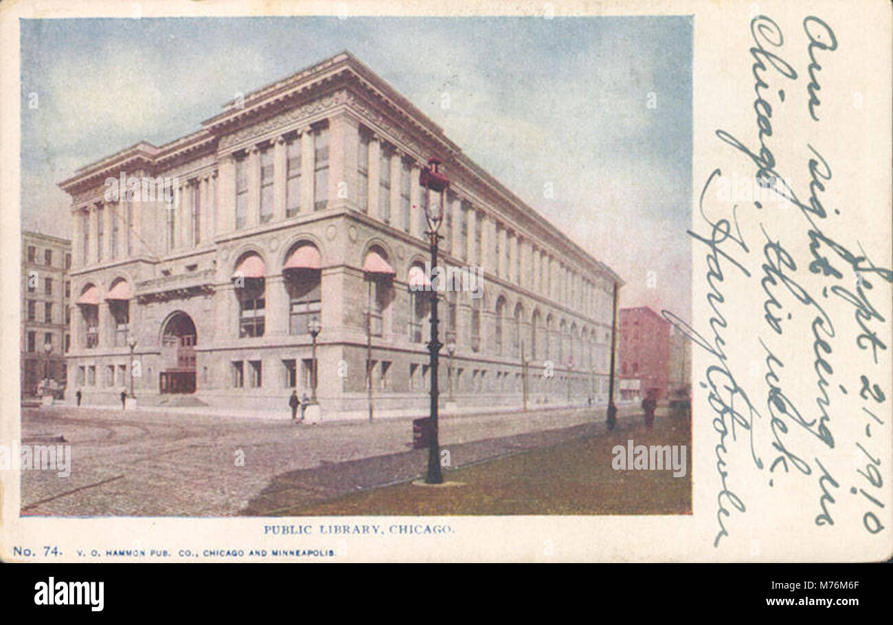 This photograph shows the exterior of the Public Library in Chicago ...