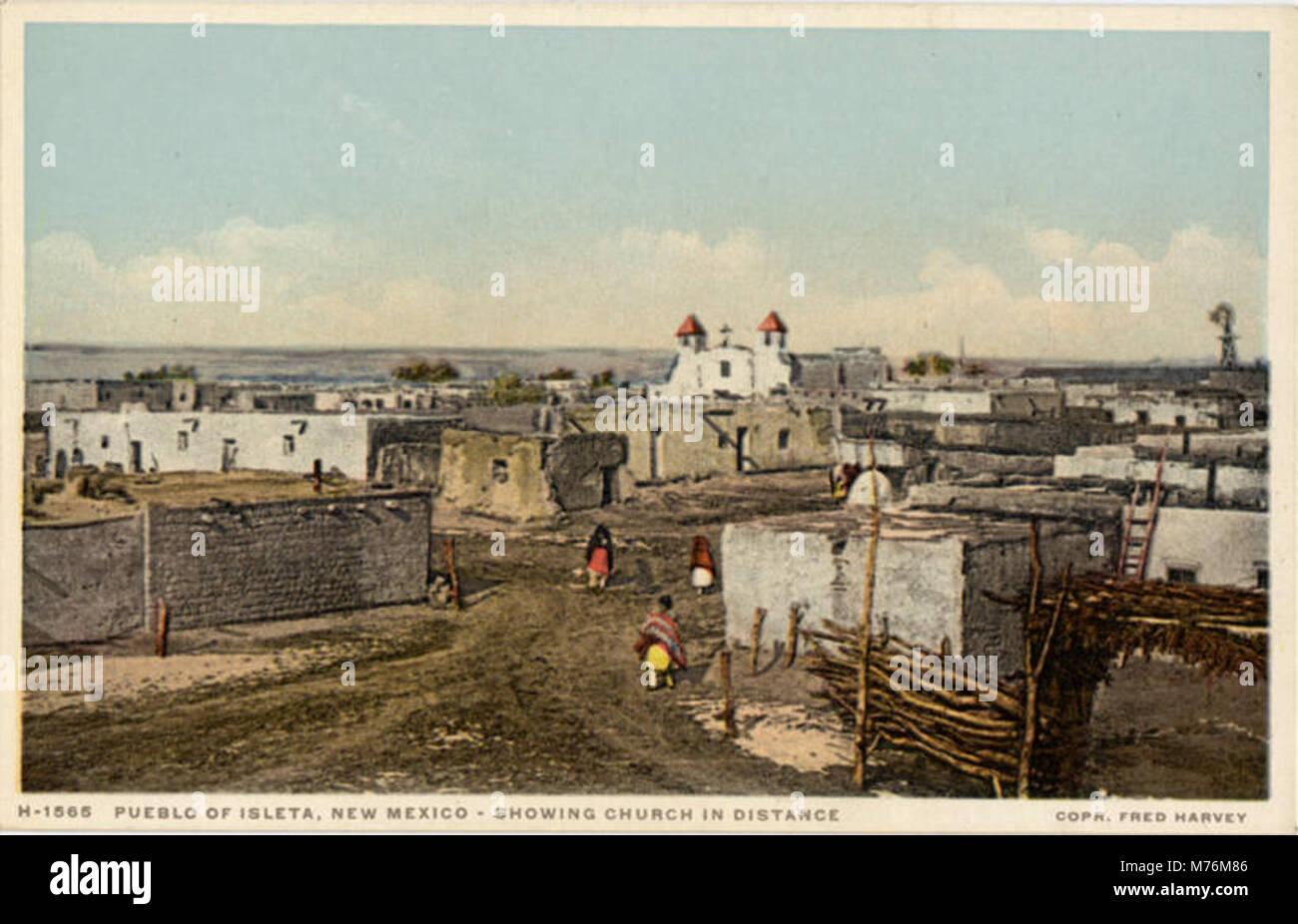 A photograph depicting the Pueblo of Isleta, one of the historic Native ...