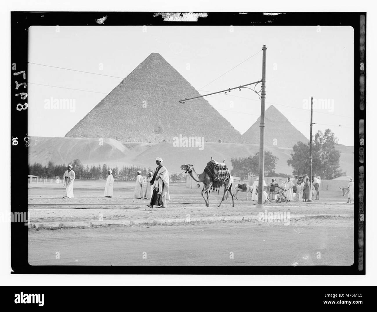 A view of the two great pyramids at Giza, taken from the end of a ...