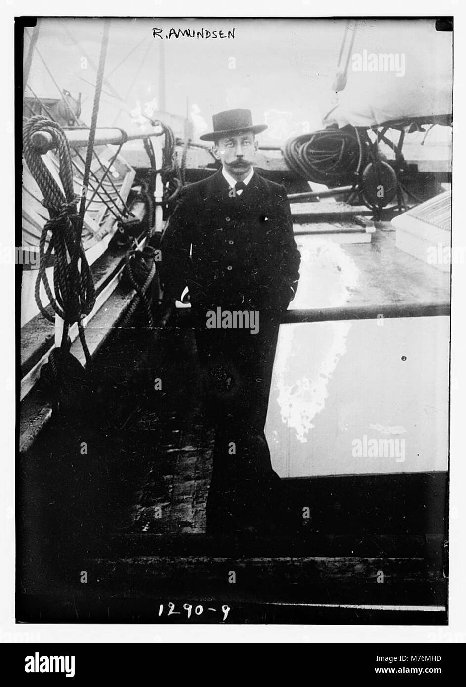 A photograph of Roald Amundsen, the famous Norwegian explorer, standing ...