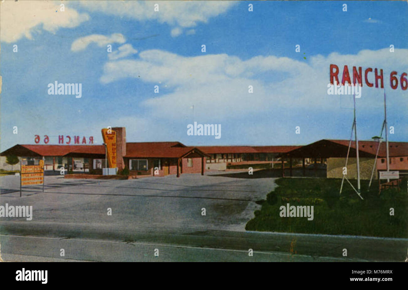 A photograph of the Ranch 66 Motel, located along the iconic Route 66 ...