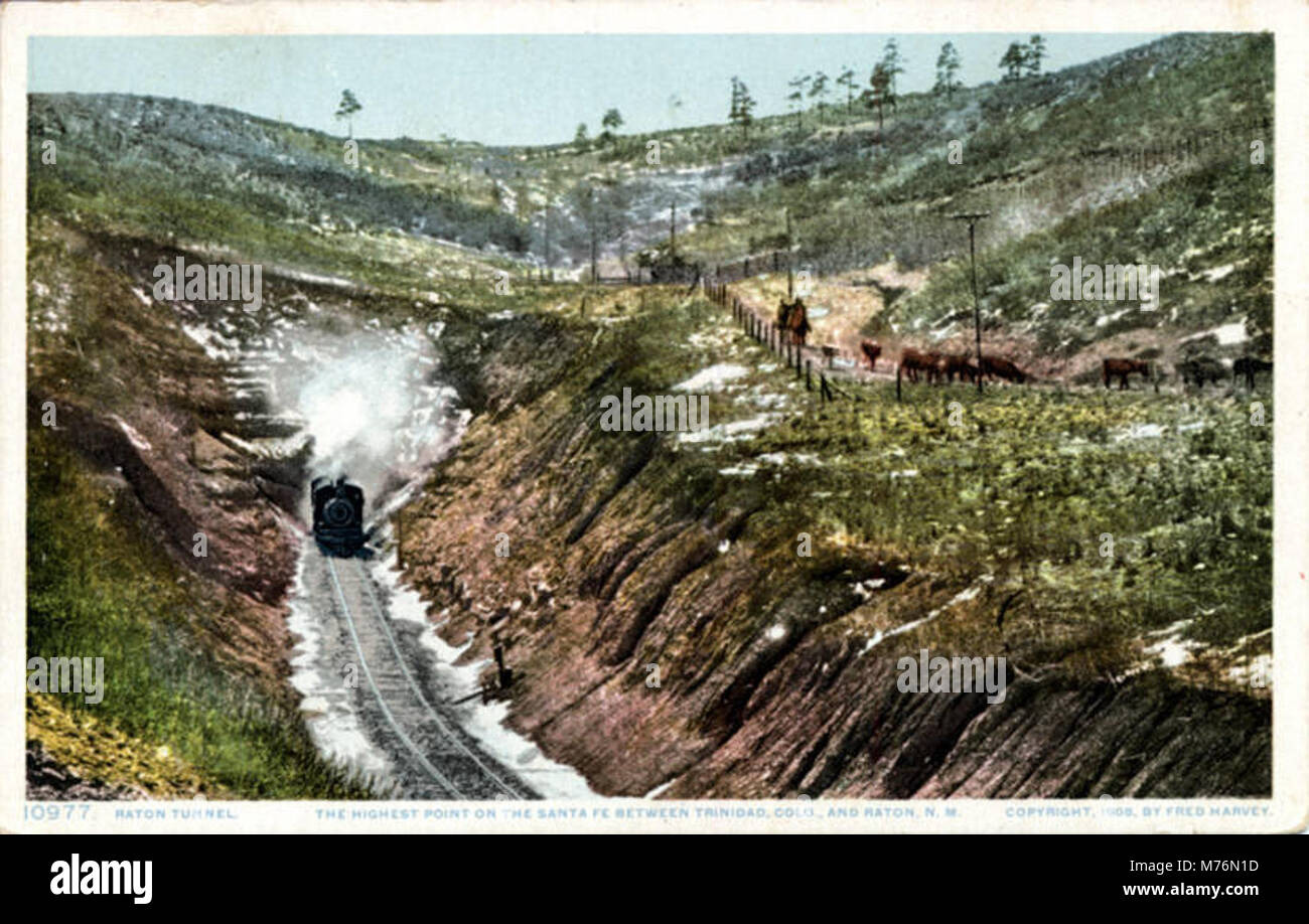 The Raton Tunnel, located at the highest point on the Santa Fe Railway ...
