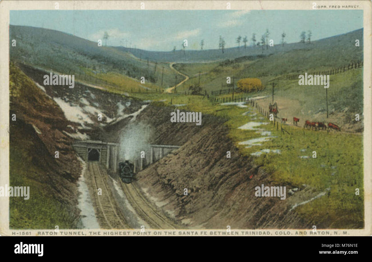 A photograph of Raton Tunnel, the highest point on the Santa Fe railway ...
