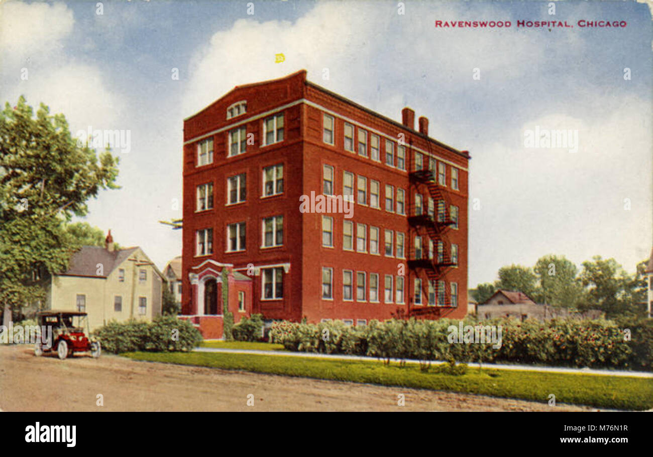 A historical image of Ravenswood Hospital, capturing its exterior and ...