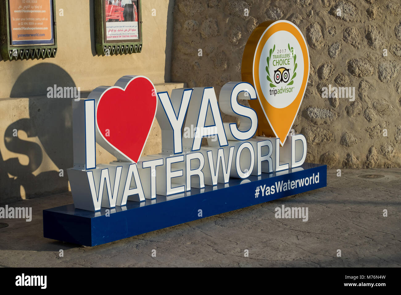 "I love Yas Waterworld" Giant hashtag Placed in front of Yas waterworld ...