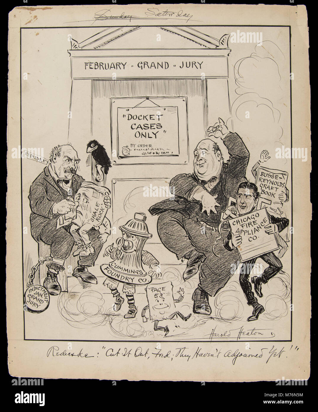 This historical photograph captures a lively moment between Redieske ...