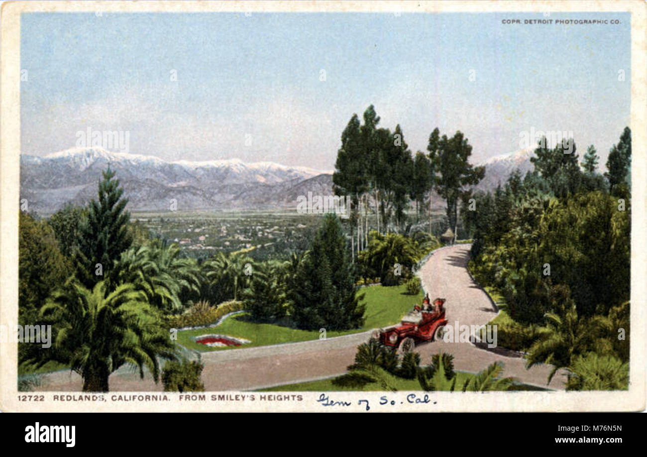 A scenic view of Redlands, California, captured from Smiley's Heights ...