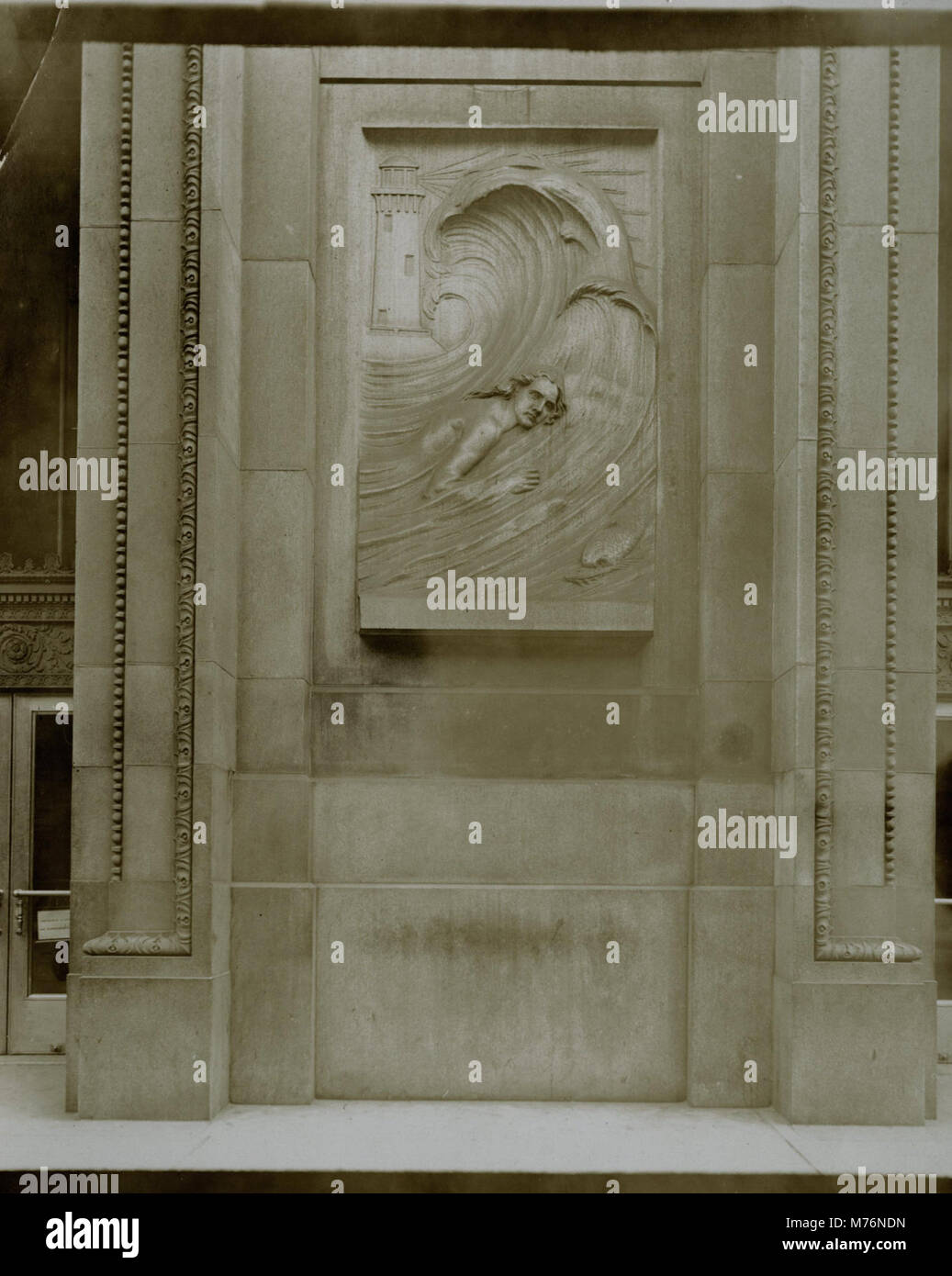 Relief sculpture panel at Chicago City Hall, created in the early 20th ...