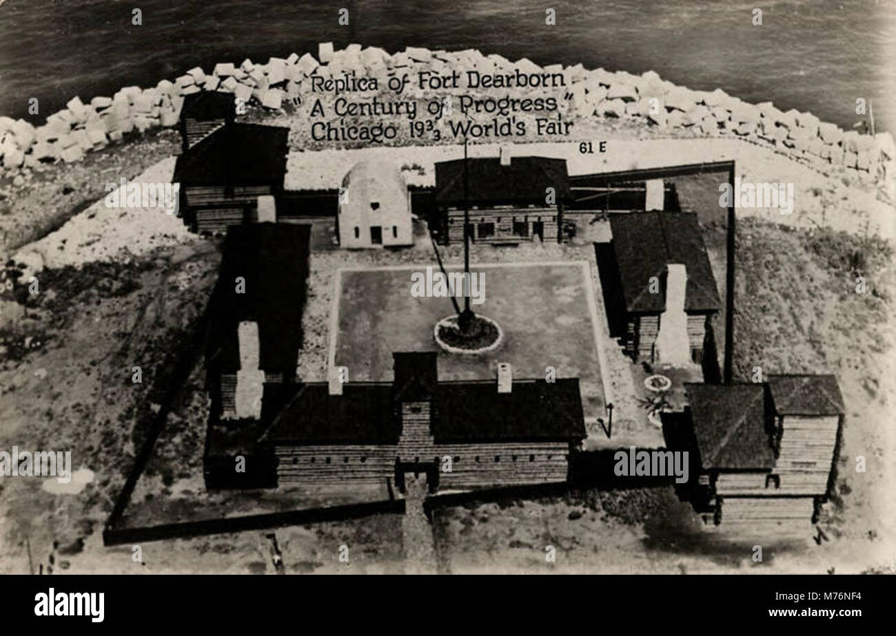 A photograph showcasing the replica of Fort Dearborn at the 1933 World ...