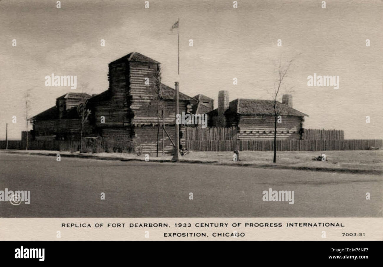 A replica of Fort Dearborn, showcased at the 1933 Century of Progress ...