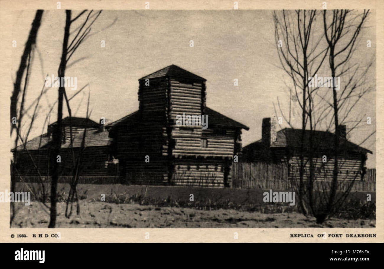 A detailed replica of Fort Dearborn, illustrating the historical ...