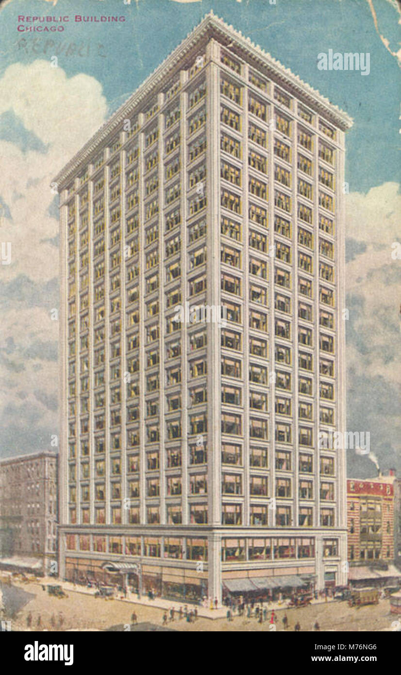 A historic photograph of the Republic Building in Chicago, showcasing ...
