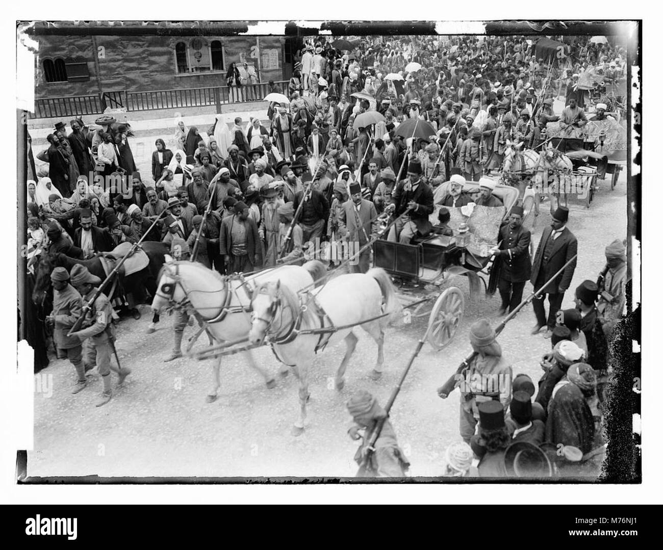 The Holy Carpet brought to Jerusalem by the Sherif of Medina is shown ...
