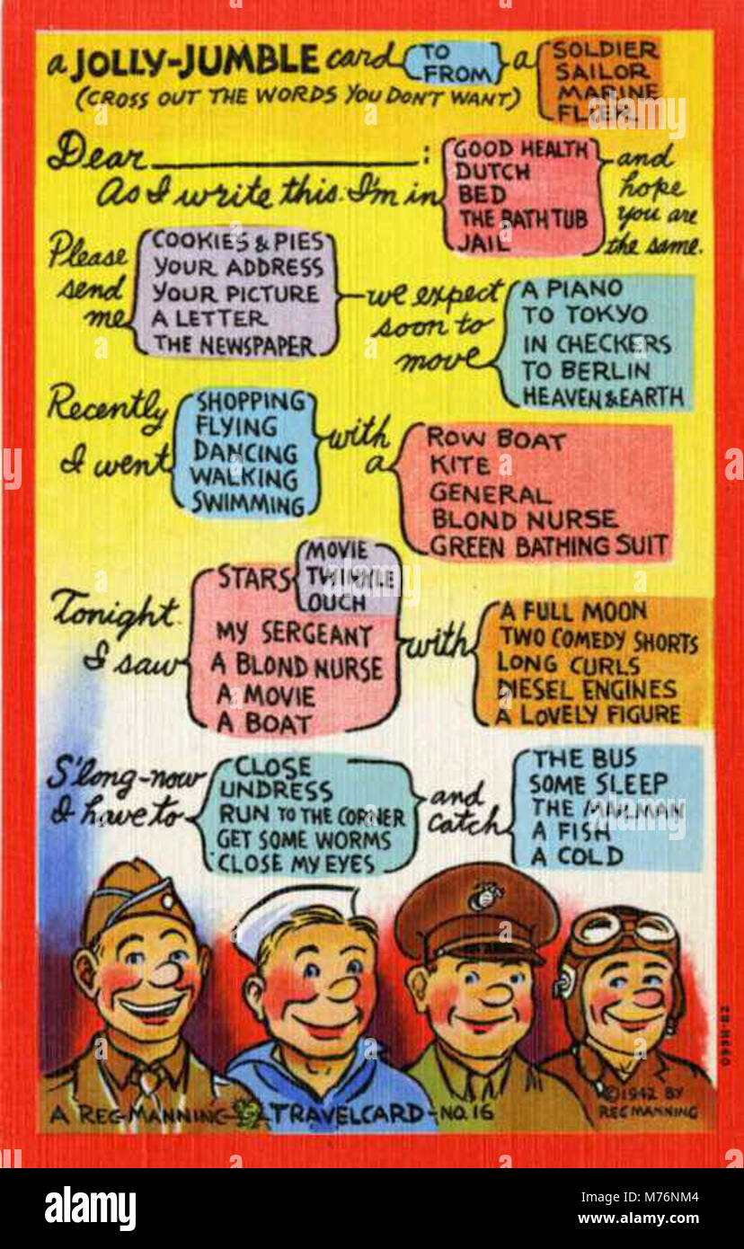 A playful illustration featured on a Jolly Jumble card, part of Reg ...