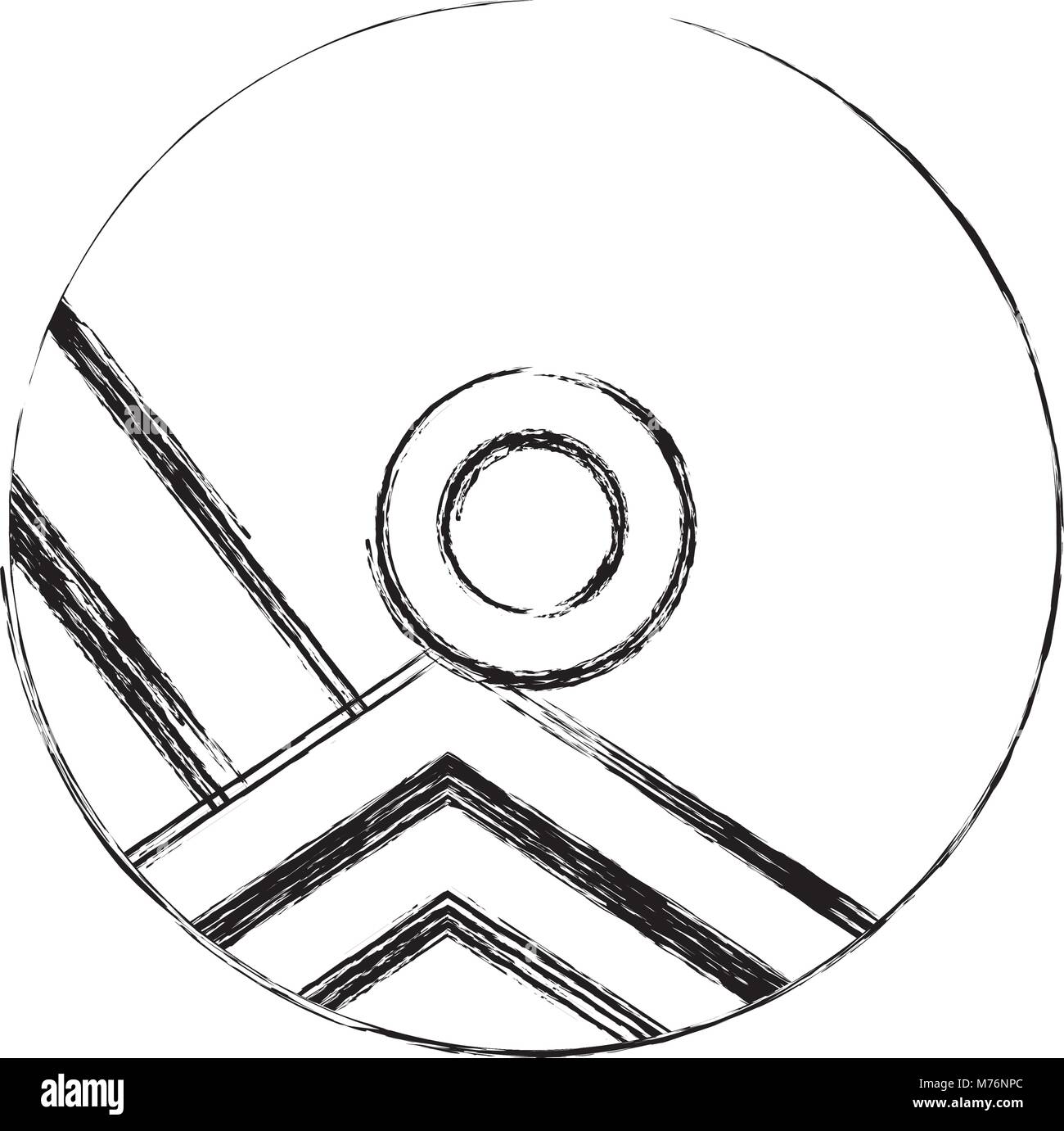 uncolored CD with stripes design doodle over white background vector ...