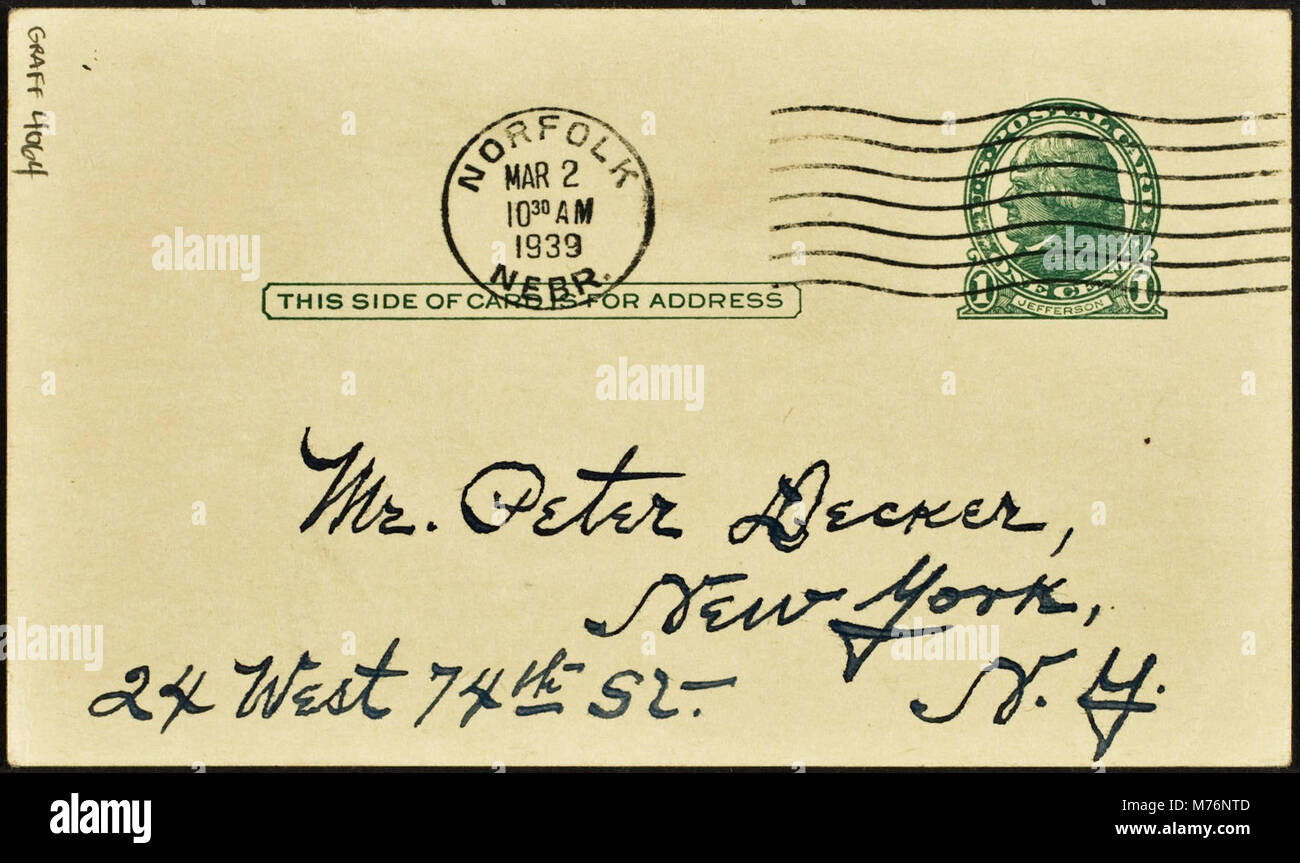 Richard J. Tanner letter to Peter Decker, 1939 (NBY 18257 Stock Photo ...