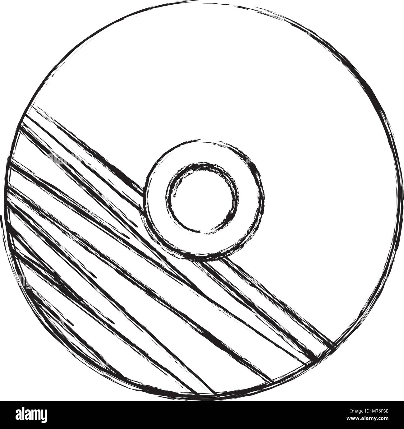 uncolored CD with stripes design doodle over white background vector ...