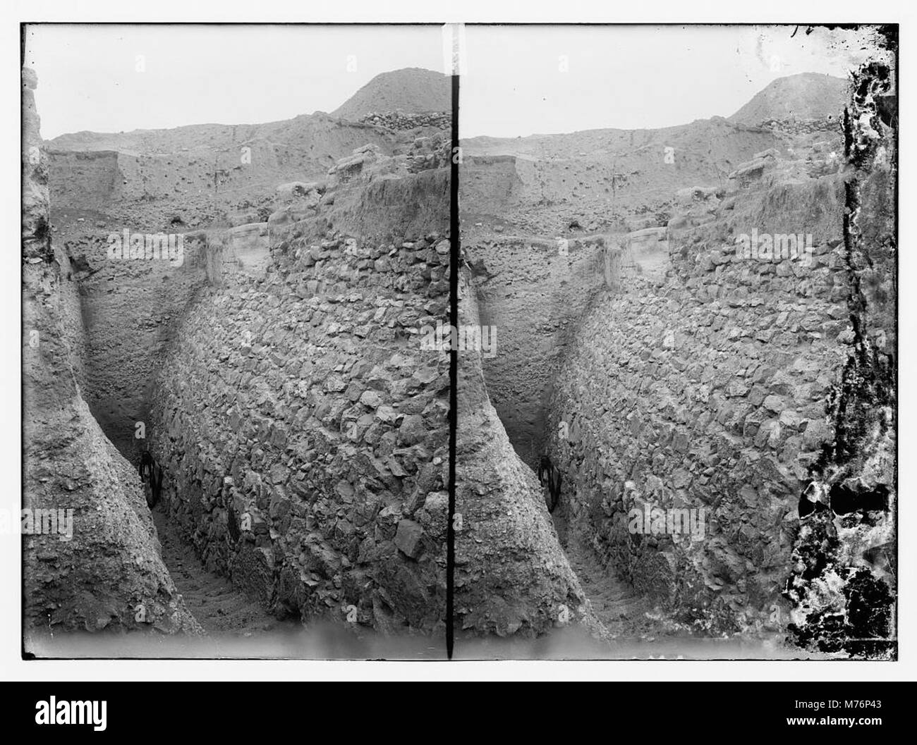 The remains of the ancient city wall of Jericho, one of the oldest ...