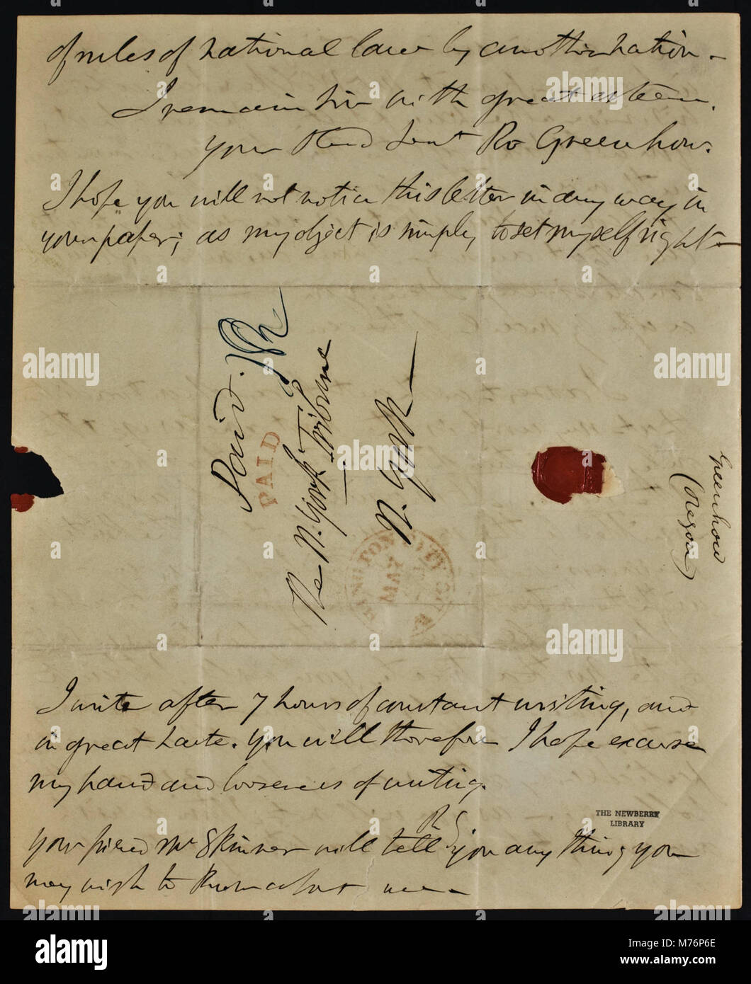 Robert Greenhow letter to the New York Tribune, 1845 (NBY 18395 Stock ...